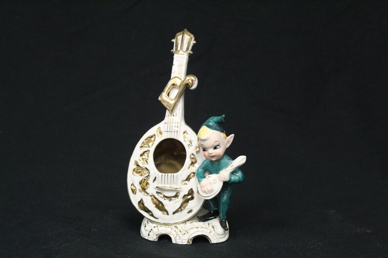 Vintage Kitsch Elf With Lute Figural Vase (E8376) - Etsy