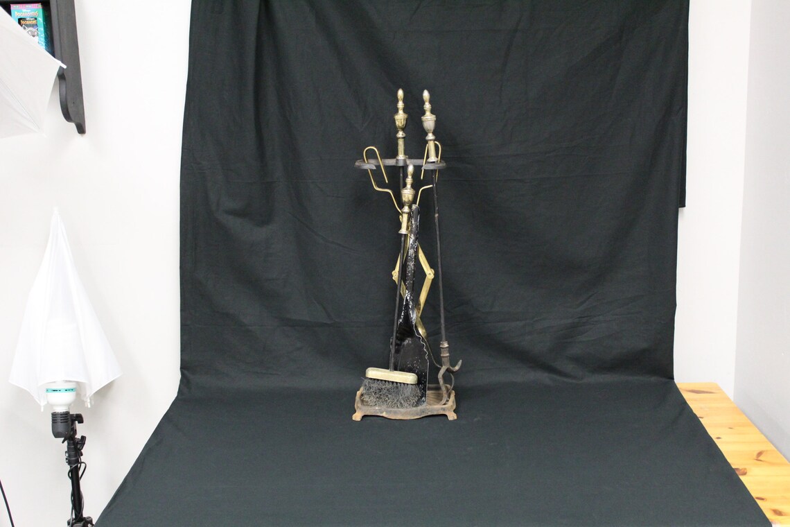 Vintage Rustic 5 Piece Fireplace Tool Set With Cast Iron Base | Etsy