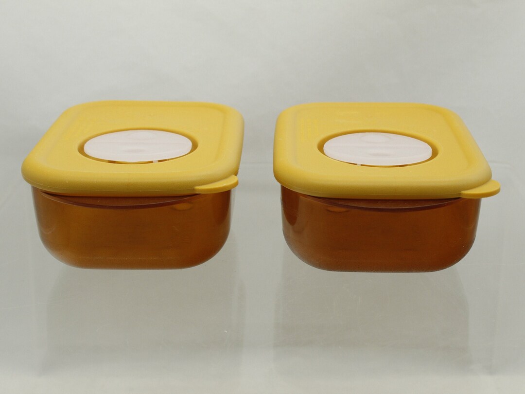 Vintage Tupperware Tan Container With Lid, Set of Two (V8397) - Etsy