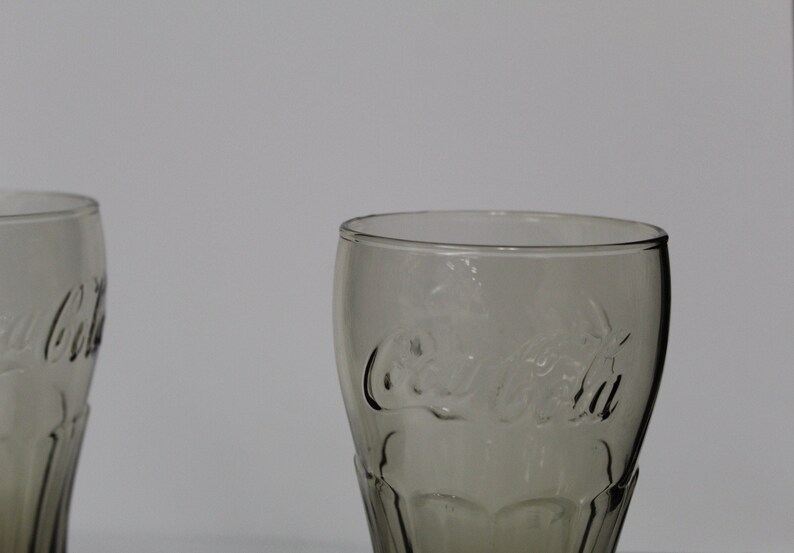Vintage Coca-cola Smoked Glass Glasses With Embossed Logo, Set of 2 ...