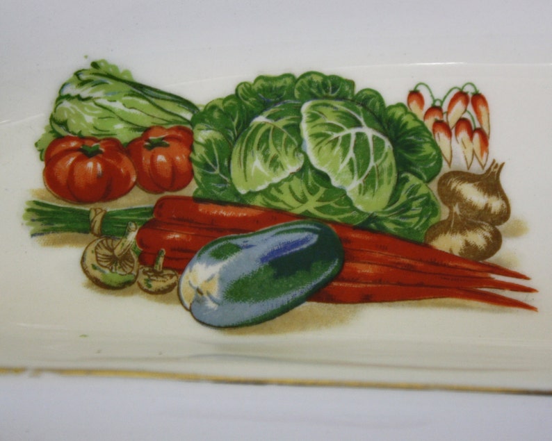 Vintage Divided Small Relish Plate With Vegetable Decals - Etsy