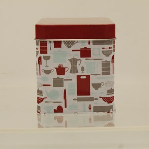 Vintage Kitchen Motif Red Top Tin Recipe Box (V10080) - Etsy