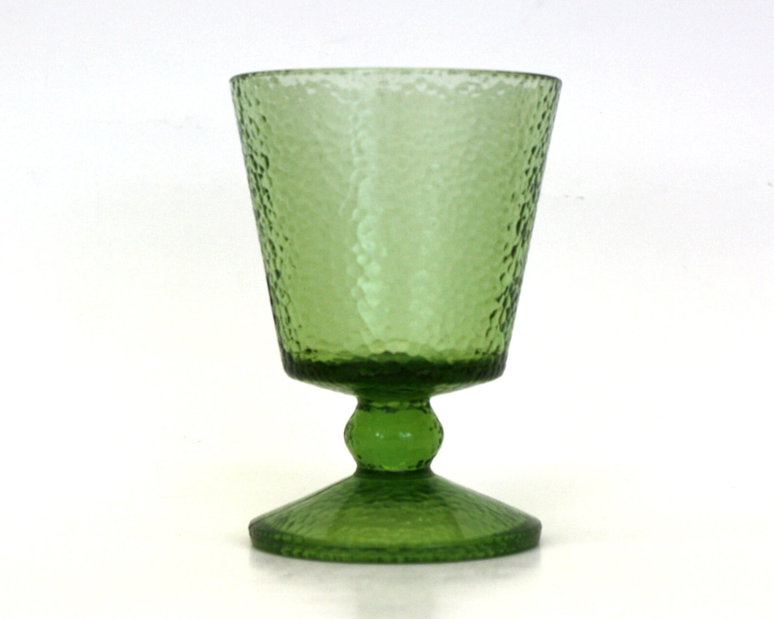 Vintage Mid Mod Green Glass Goblets With Pebbled Texture Set - Etsy