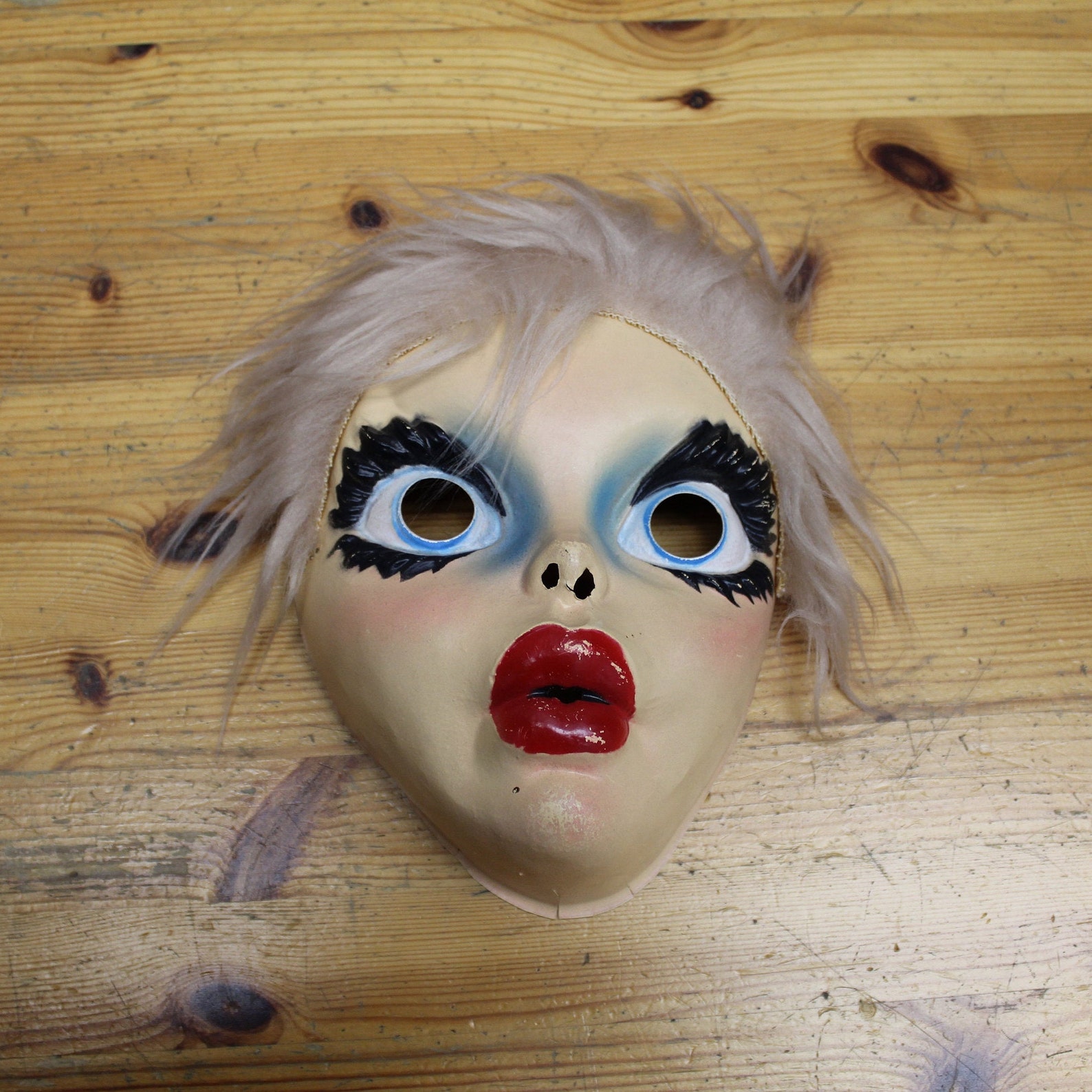 Vintage 50s Halloween Plastic Man and Woman Masks E13762 - Etsy