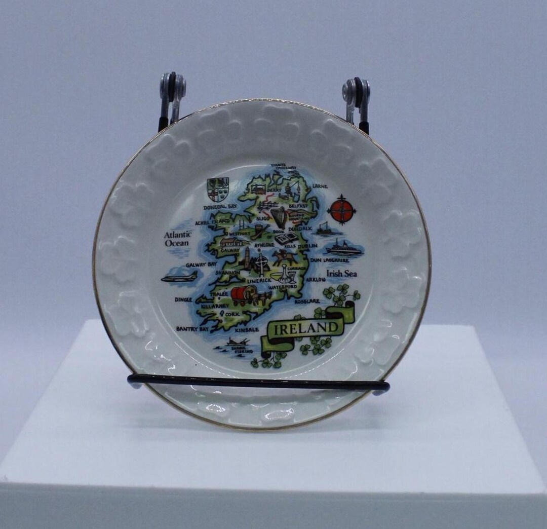 Vintage Carrigaline Pottery, Cork Ireland, Ceramic Plate Showing Map of ...