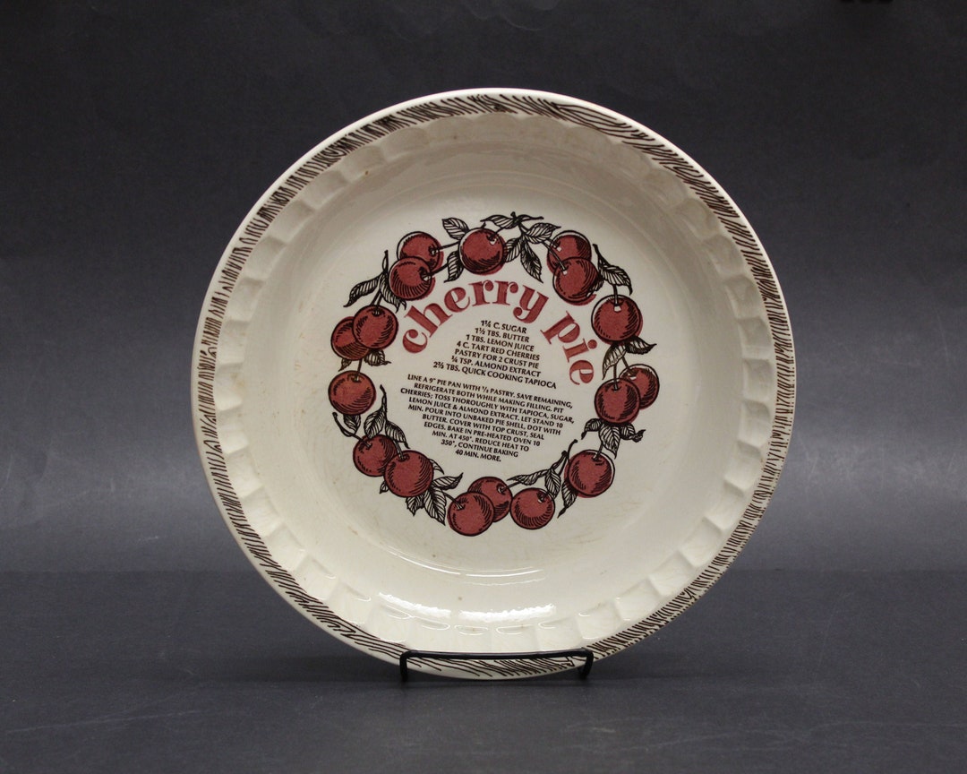 Vintage Ceramic Cherry Pie Recipe Pie Plate (E12531) - Etsy