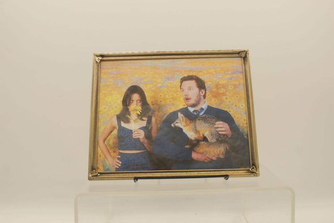 Vintage 8x10 Gold Tone Frame With Aubrey Plaza & Chris Pratt Holding a ...