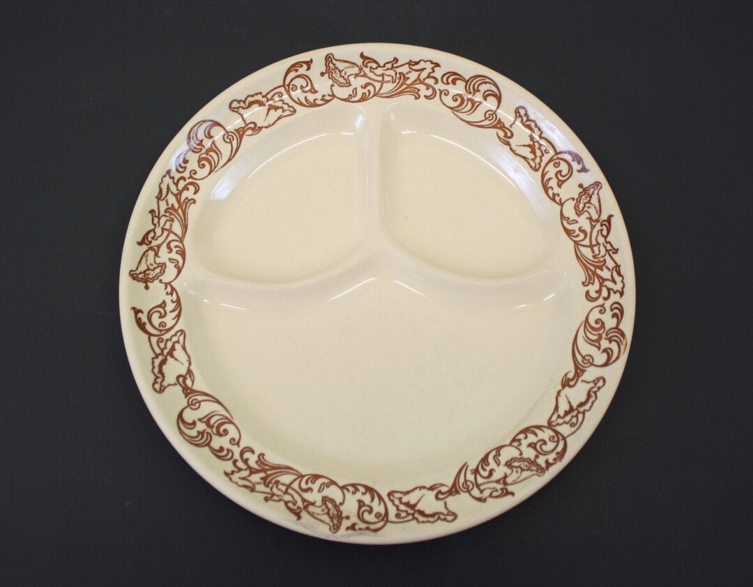 Vintage Wallace China 'desert Ware' Grill Plate With Brown Floral Edge ...
