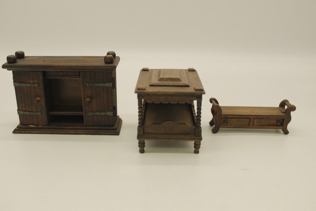 Vintage ESA Wood Child's Doll Furniture Set of Three (V8298) - Etsy