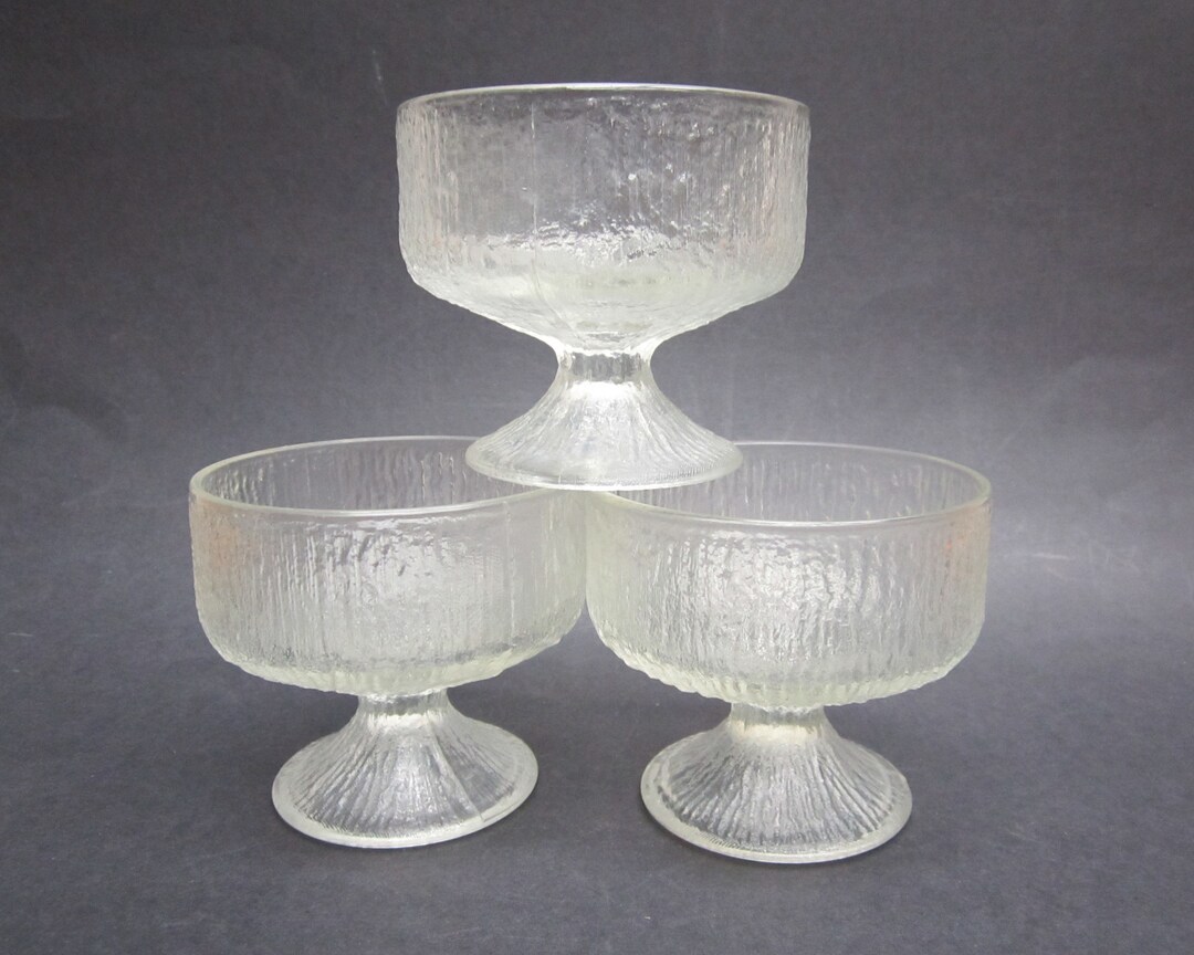 Vintage Indiana Glass 'crystal Ice' Dessert Glasses, Set of 3 (E5102 ...
