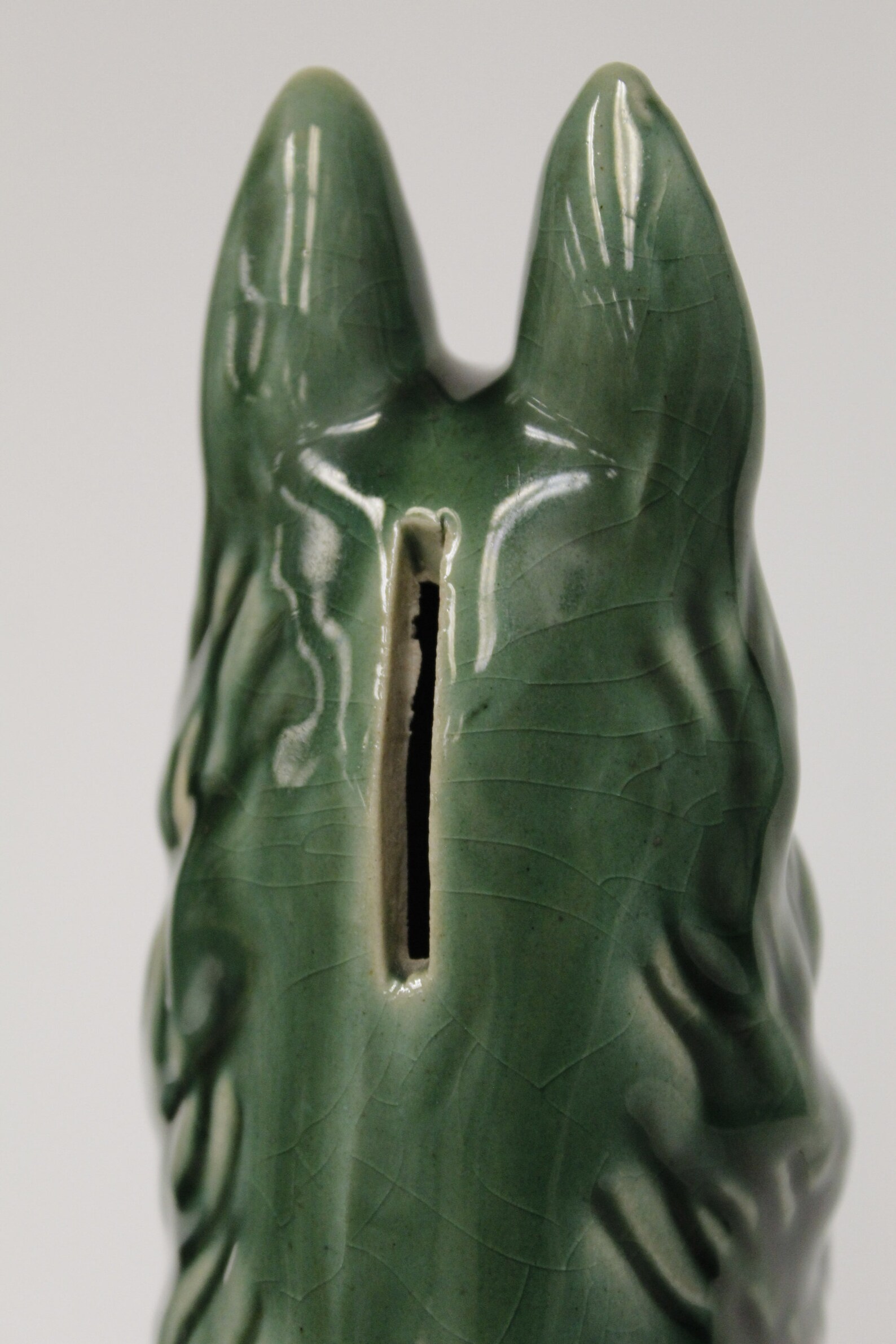 Vintage Green Ceramic Dog Coin Bank With Yellow Glass Eyes - Etsy