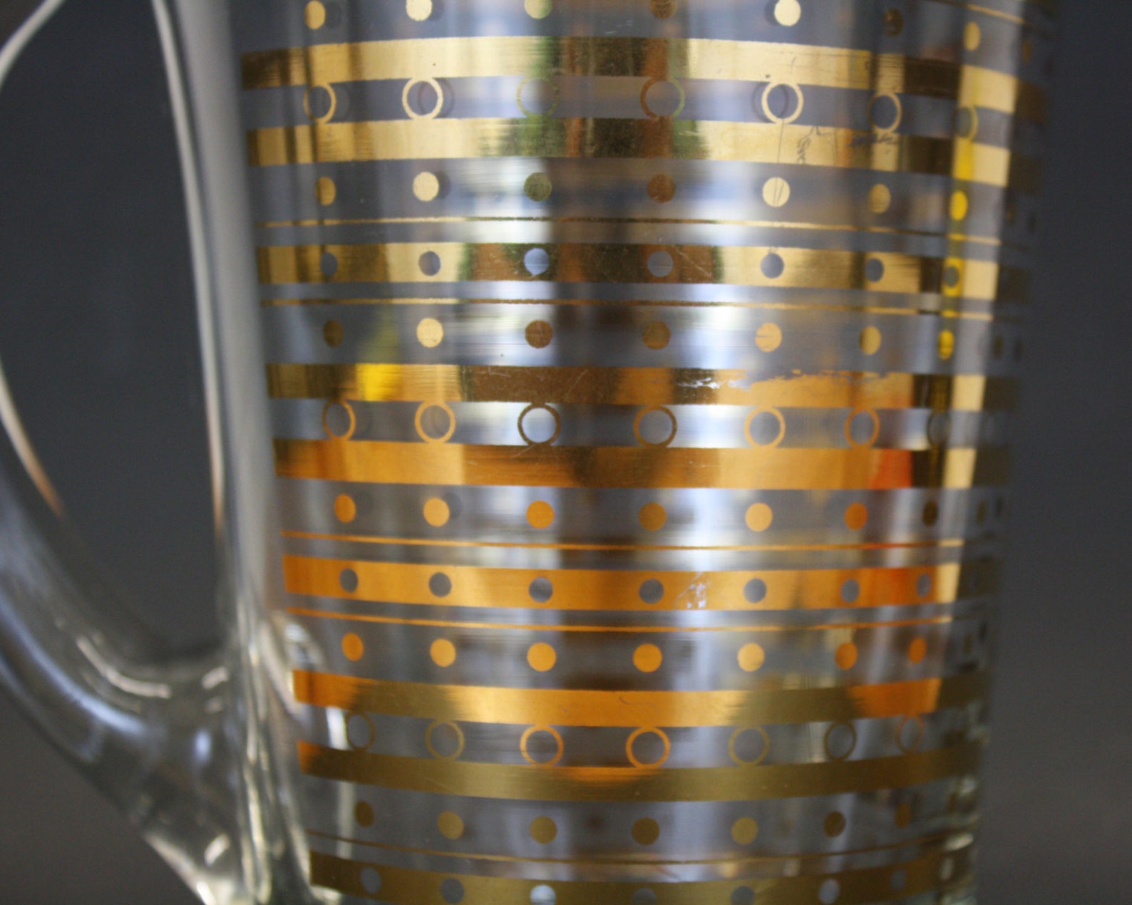 Vintage Large Gold-striped Pitcher W/circle Design E4608 - Etsy