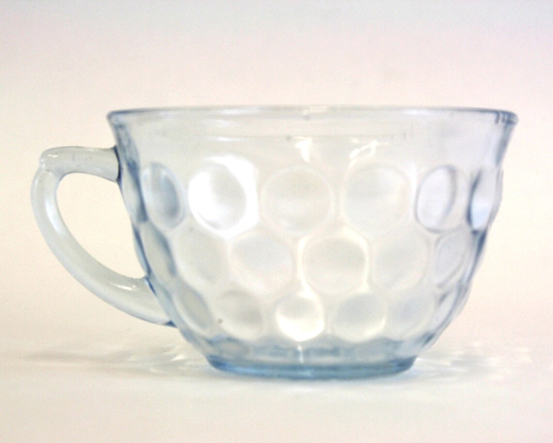Vintage Baby Blue Bubble Glass Cup and Saucer E6739 | Etsy