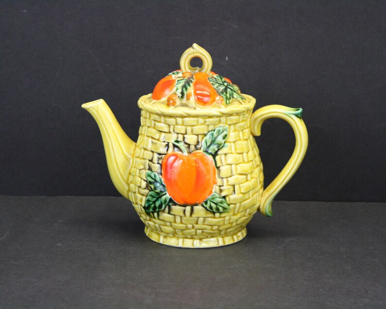 Vintage Lefton Teapot With Orange Floral Basketweave Pattern - Etsy