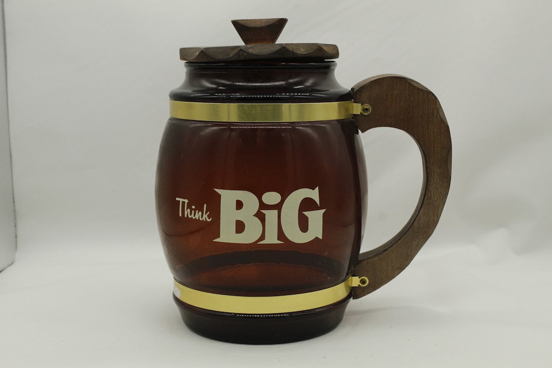 Vintage Siesta Ware 'think Big' Brown Glass Cookie Snack Jar (V7284) - Etsy