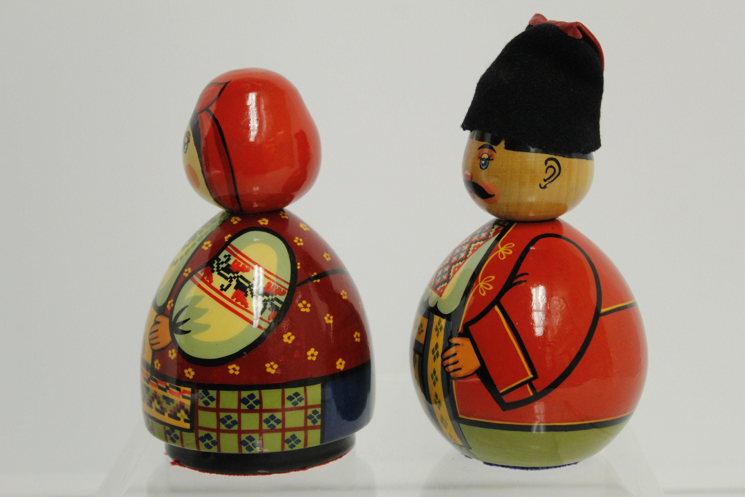 Vintage Ukrainian Soviet Era Wood Hand Painted Figurines Set of Two ...