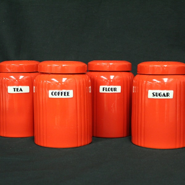 Red Canisters - Etsy