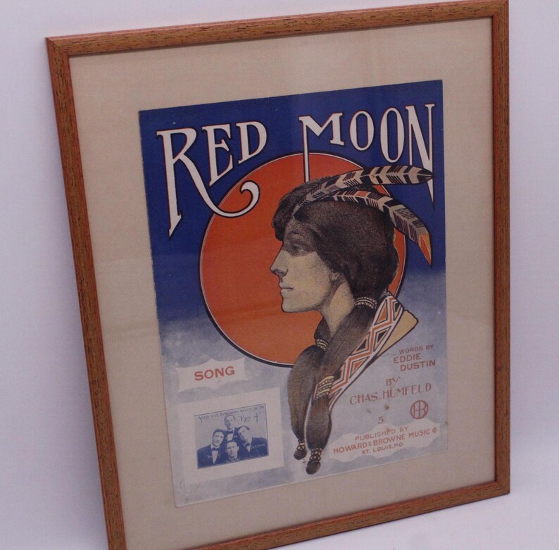 Vintage Red Moon Sheet Music in Quality Wood Frame (S2069) - Etsy