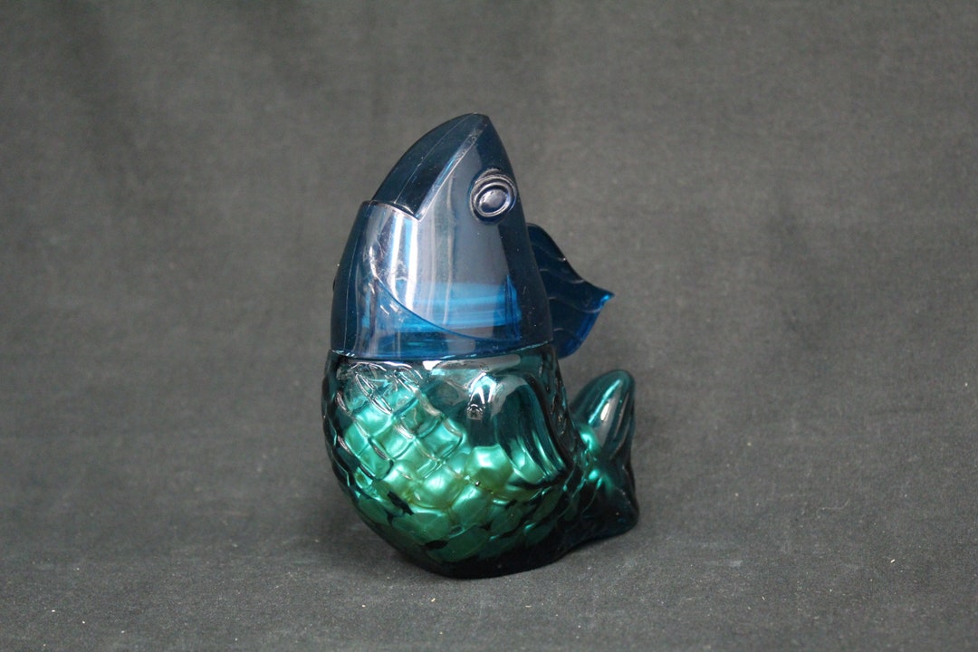 Vintage Avon 1970s Blue Glass Fish Shaped Bath Salts Bottle With ...