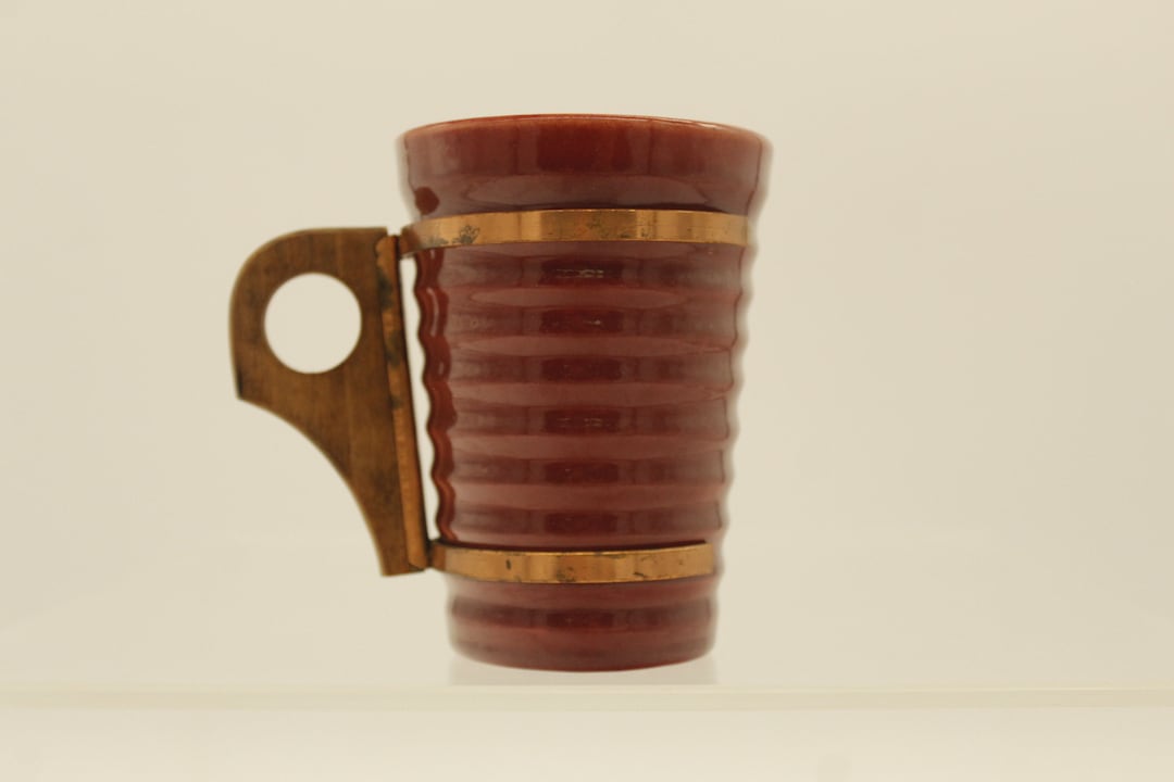 Vintage Bauer Ringware Burgundy Copper Wood Handle Mug (V9510) - Etsy