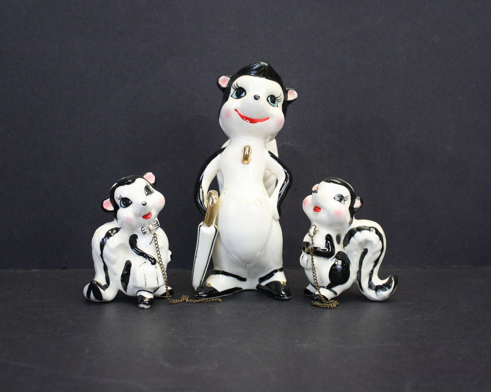 Vintage Cute Anthropomorphic Kitsch Skunk Chain Figurine Set - Etsy