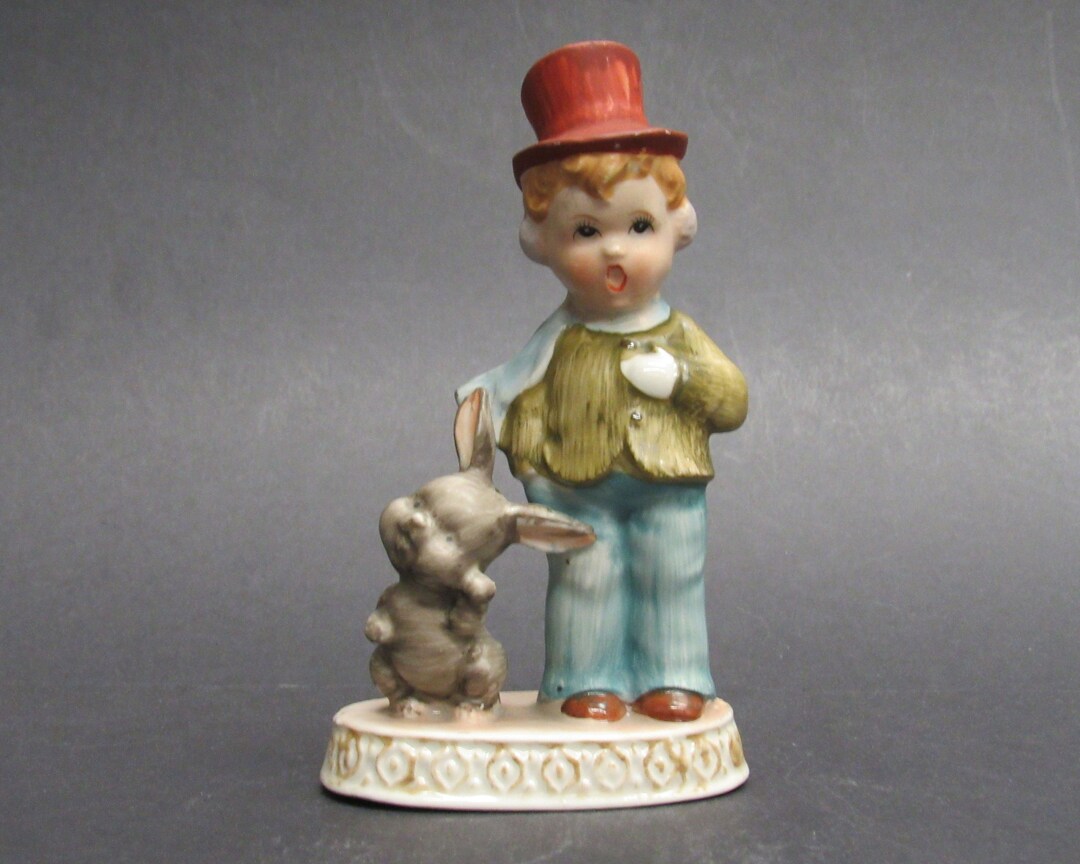 Vintage Boy and Rabbit Figurine E10014 - Etsy
