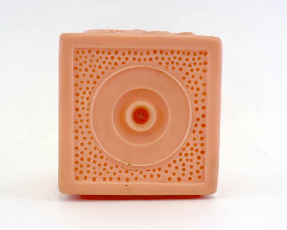 Vintage Pink Squeaky Rubber Cube Toy E6210 - Etsy