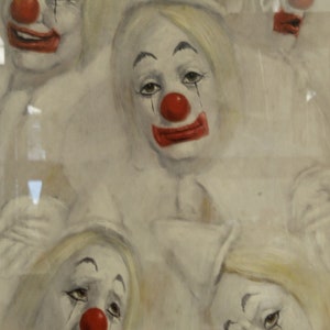 Vintage Barry Leighton-jones 1976 Framed Art of Five Clowns 24.25"x 30. ...