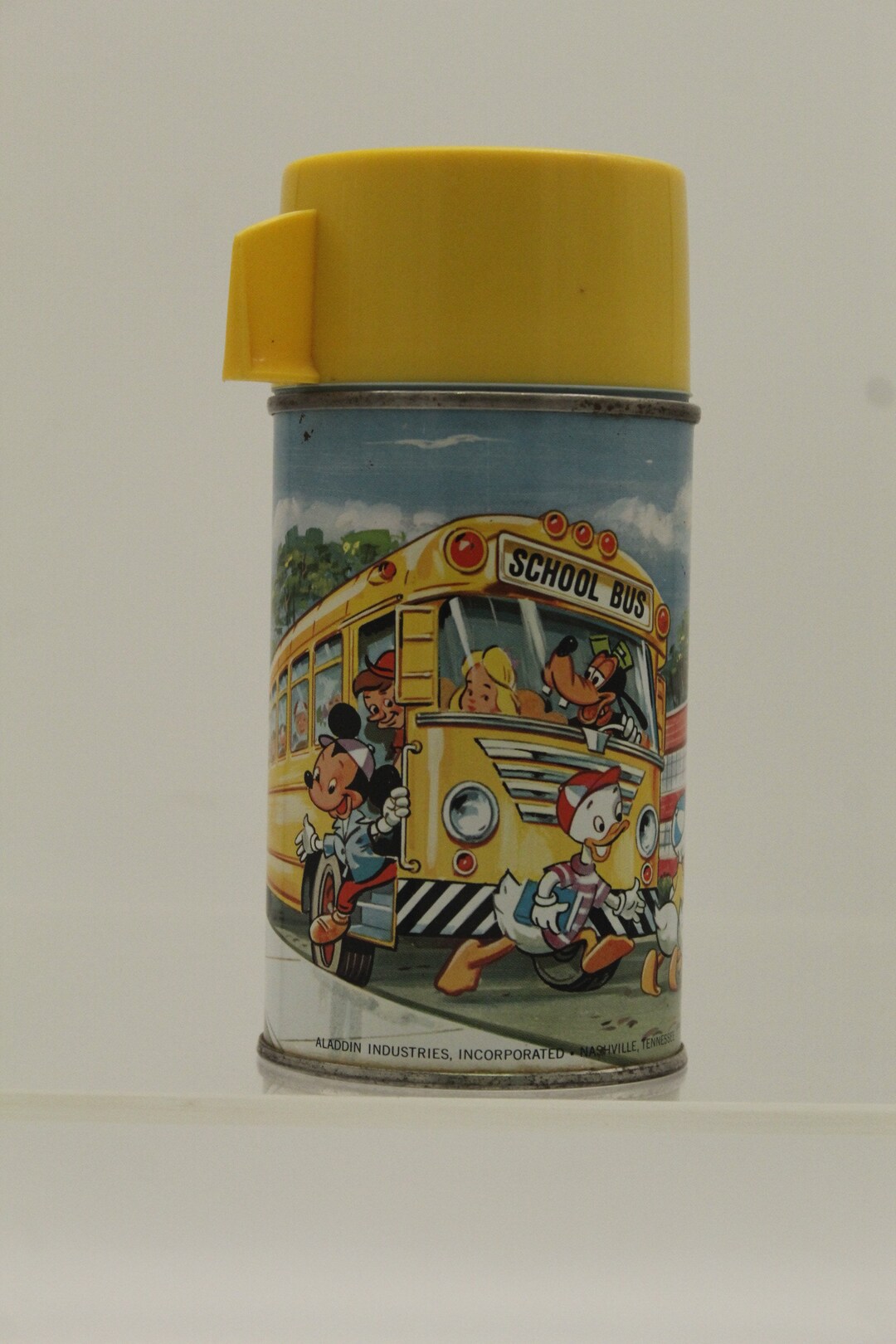 Vintage Disney Aladdin Half Pint Blue Thermos Mickey School Bus Yellow ...