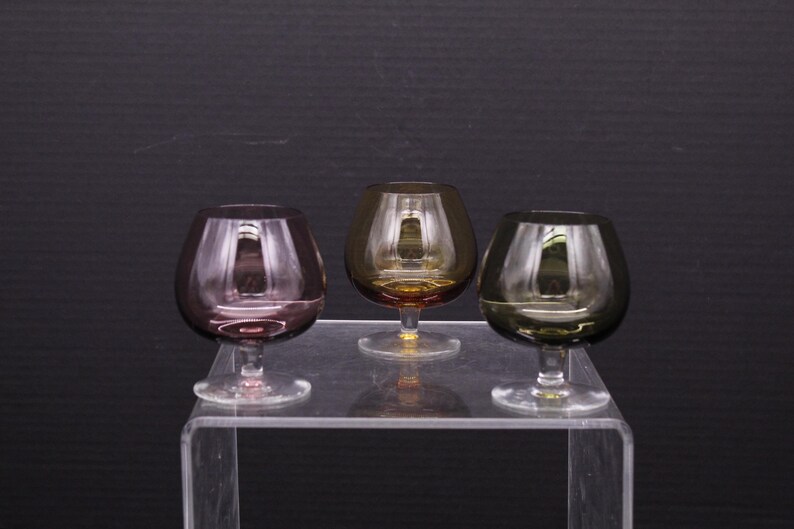 Vintage Demi Cordial Set of Three Dusty Colors Brandy Snifters (S1076 ...