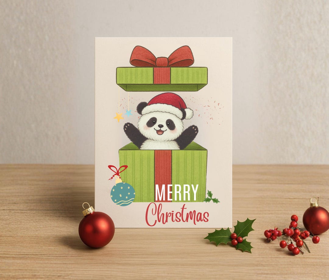 Festive Panda Christmas Card – Funny Xmas Greeting, UK Made - Etsy