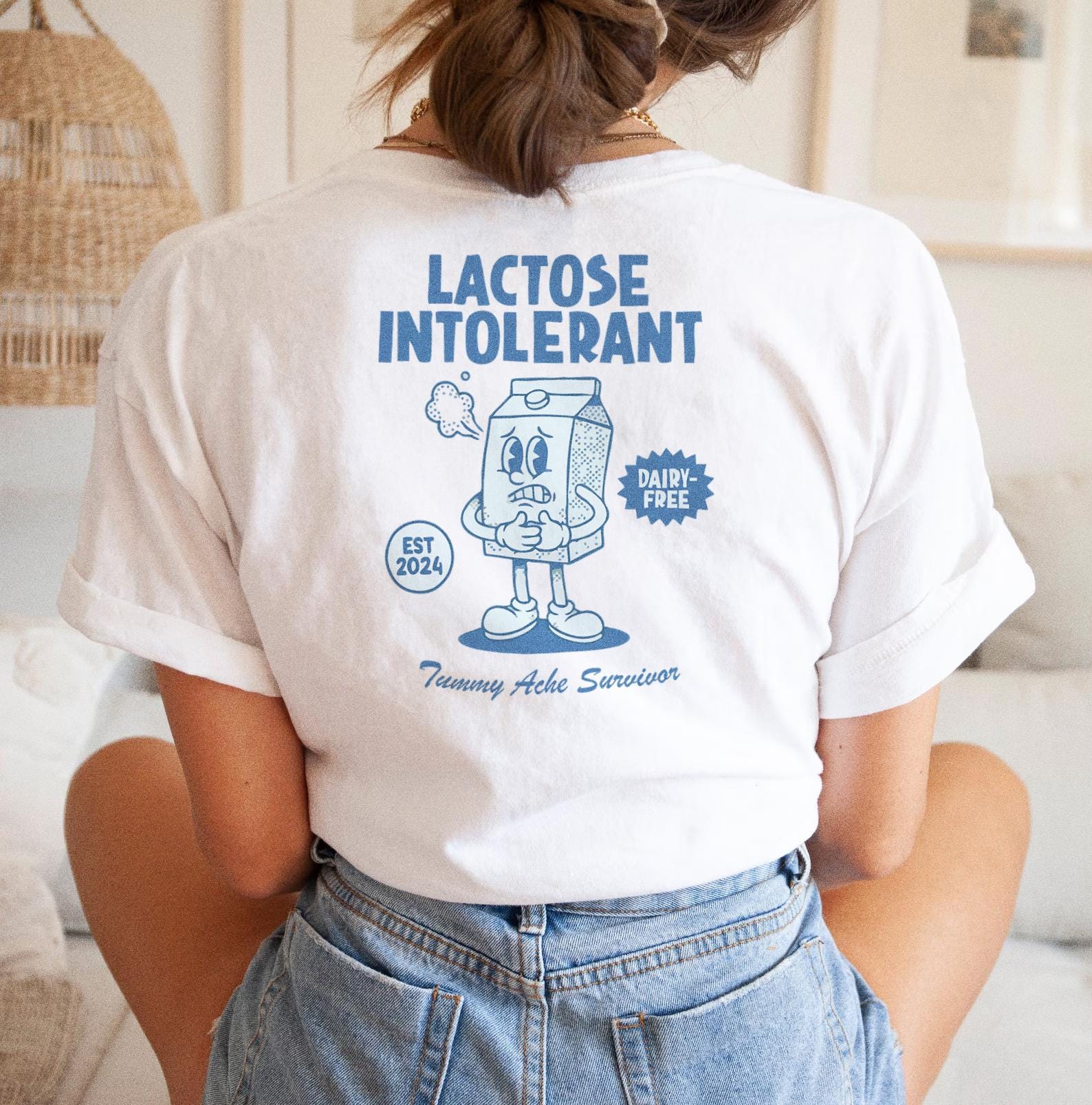 Lactose Intolerant Retro Cartoon Design: Dairy-free (digital Download ...