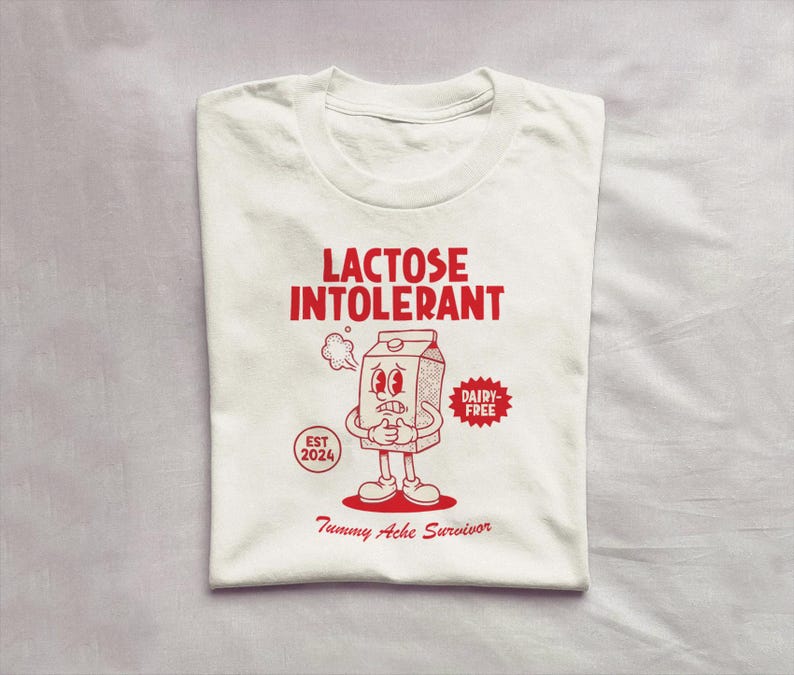 Funny Lactose Intolerant Cartoon T-shirt: Retro Graphic Tee - Etsy