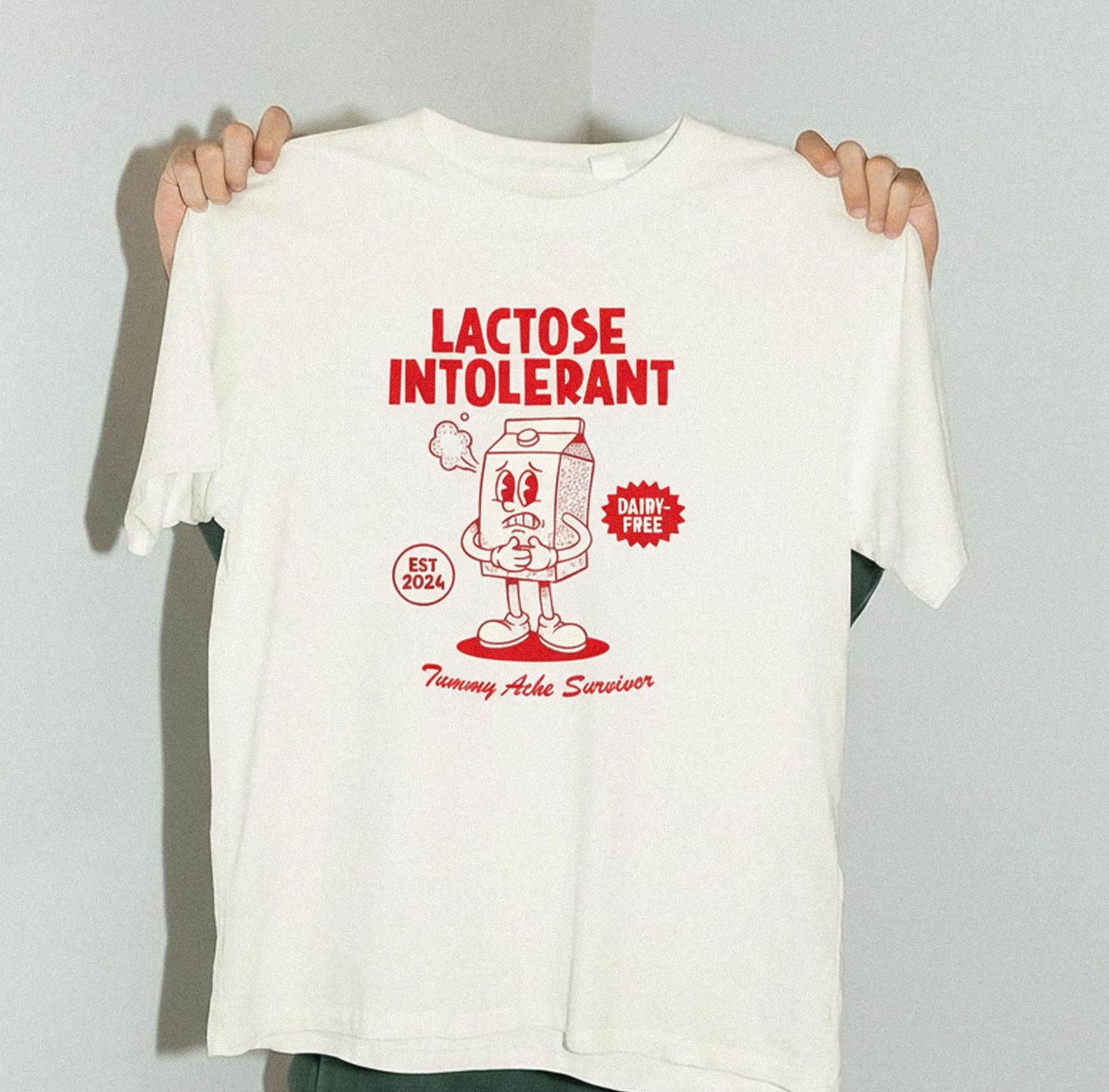 Lactose Intolerant Retro Design: Dairy-free Cartoon Art (digital ...
