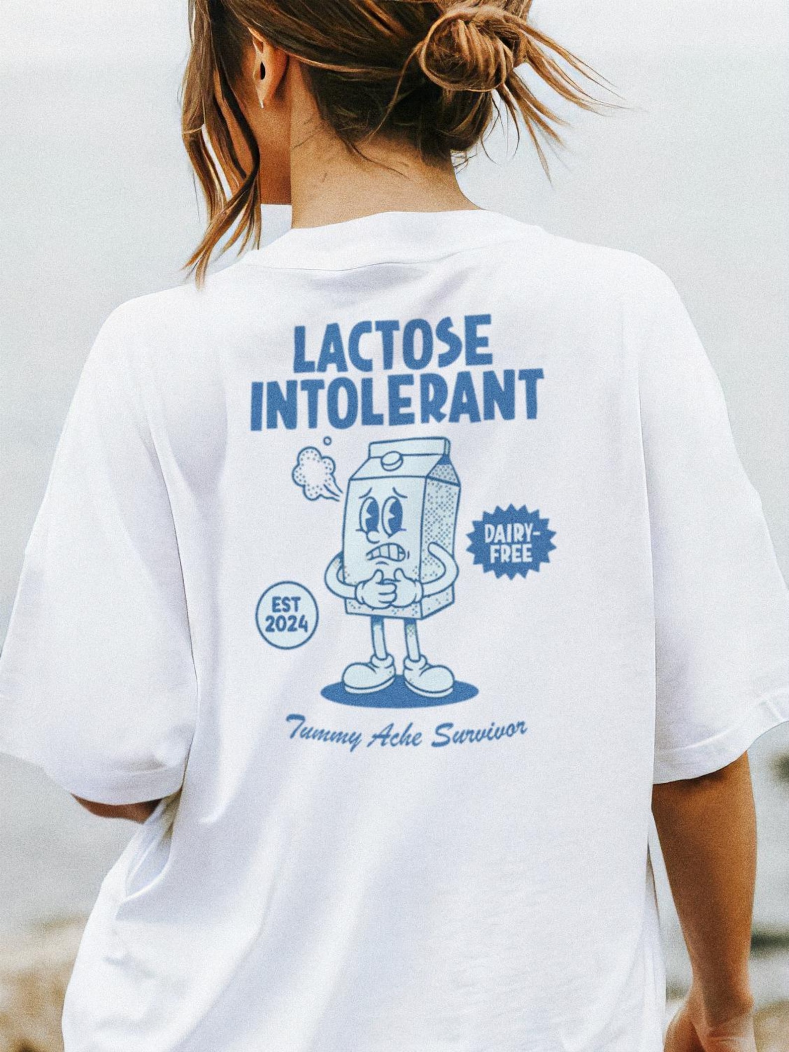 Lactose Intolerant Retro Cartoon Design: Dairy-free (digital Download ...