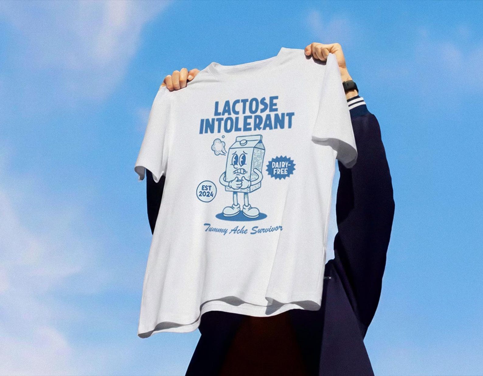 Lactose Intolerant Retro Cartoon Design: Dairy-free (digital Download ...
