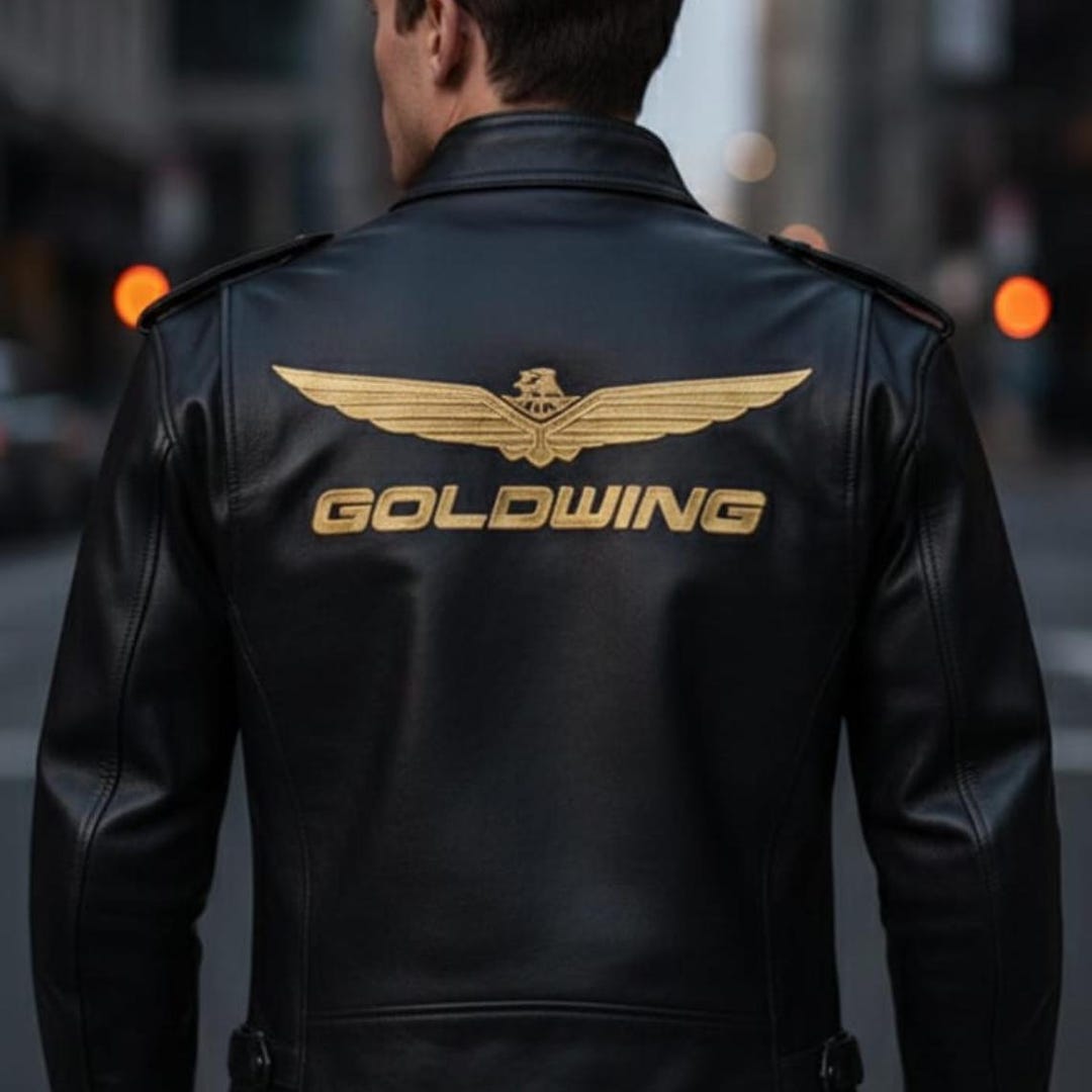 Goldwing Biker Jacket – Genuine Cowhide Leather, Embroidered Motorcycle ...