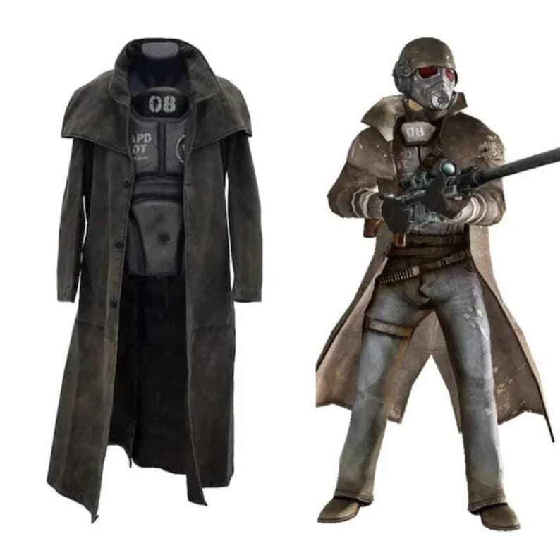 Fallout New Vegas NCR Ranger Duster Leather Coat Veteran Ranger Cosplay ...