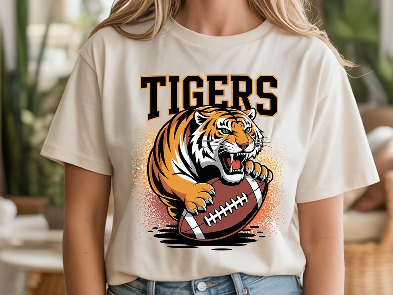 Tigers Football Png, Fierce Tiger Football Sublimation Design - Sports ...