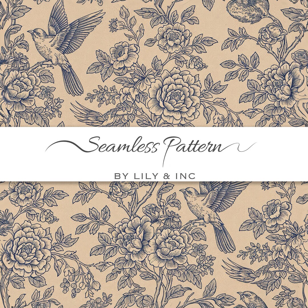 Ethereal Garden: Chinoiserie Digital Design – High-resolution Seamless ...