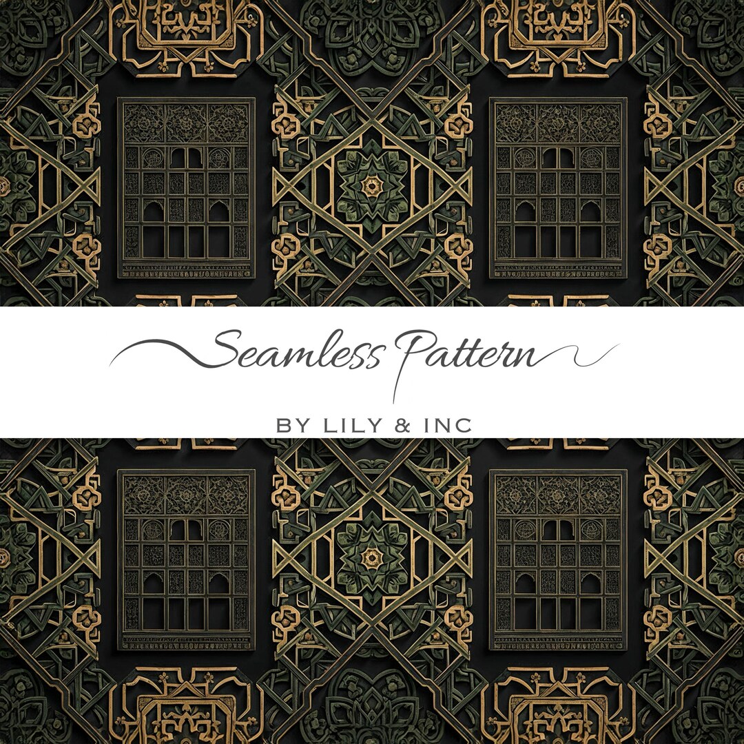Opulent Oasis: Chinoiserie Seamless Pattern – A Dance of Gold and Green ...