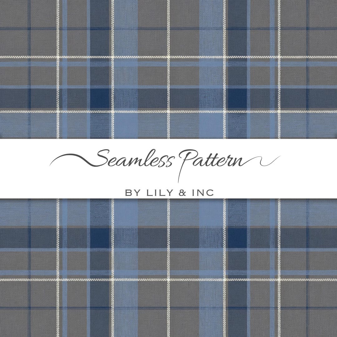 Blue Plaid Seamless Pattern – Tartan Checkered Digital Design ...