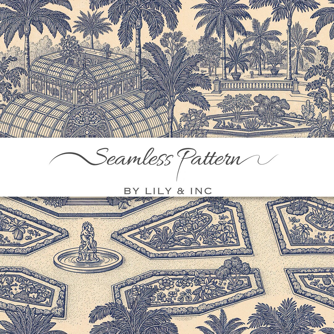 Majestic Toile Oasis: Seamless Pattern, Exquisite Garden Views in ...