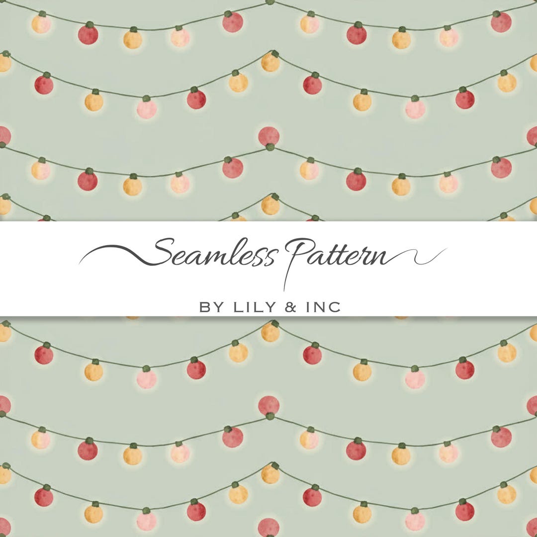 Christmas String Lights Seamless Pattern Holiday Festive Garland Pngs ...