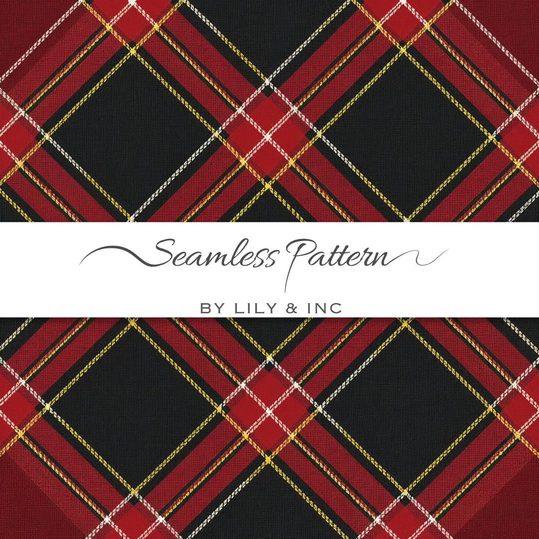 Timeless Diagonal Red and Black Classic Tartan Seamless Pattern for ...