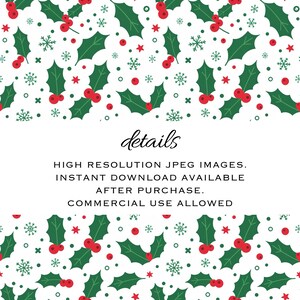 Christmas Holly Seamless Pattern – Green Leaves, Red Berries ...