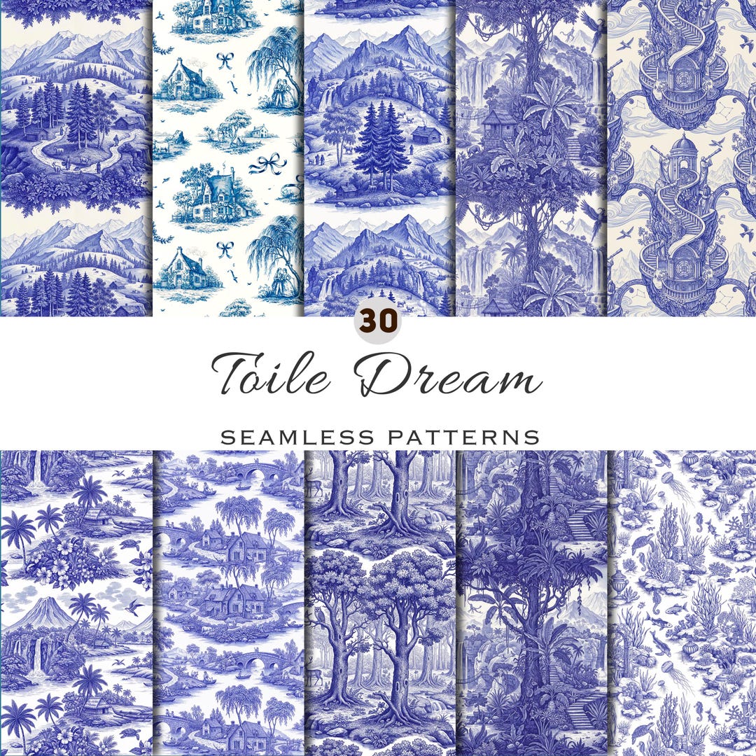 Classic Toile Seamless Pattern Collection – 300 DPI, 4096x4096, Pngs ...