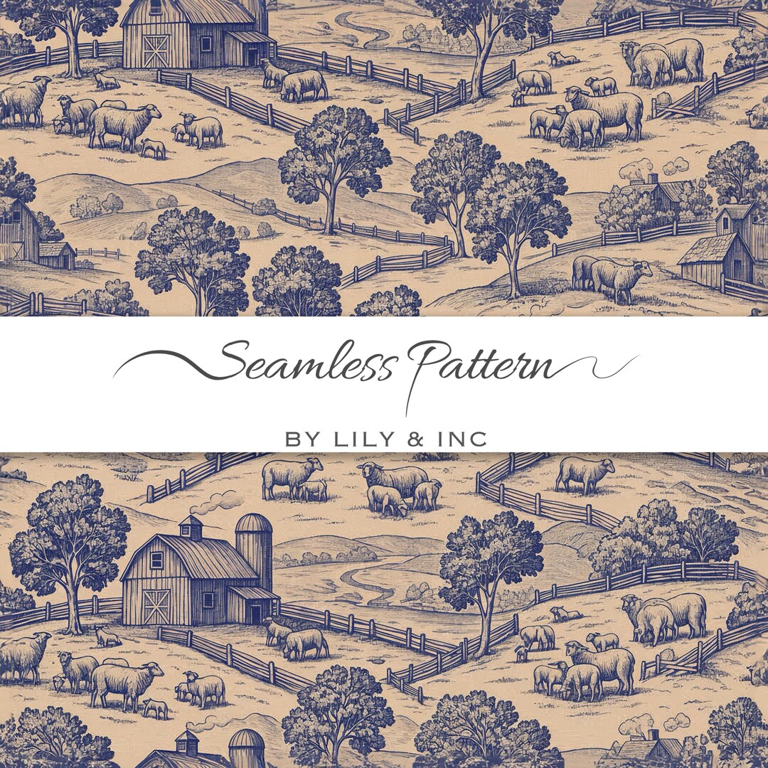 Rustic Toile Reverie: Farmhouse Seamless Pattern – High-resolution ...