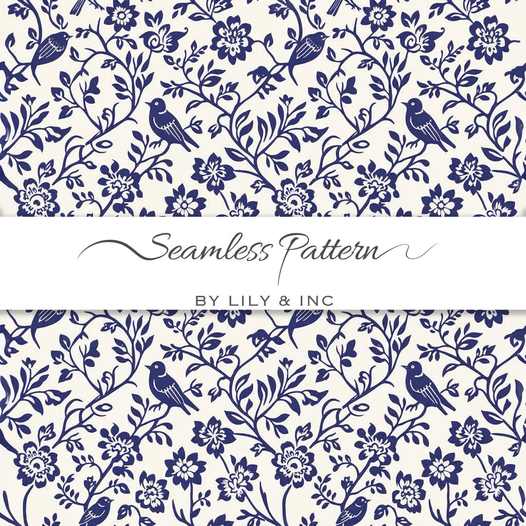 Noble Blooms: Chinoiserie Digital Design – High-resolution Seamless ...
