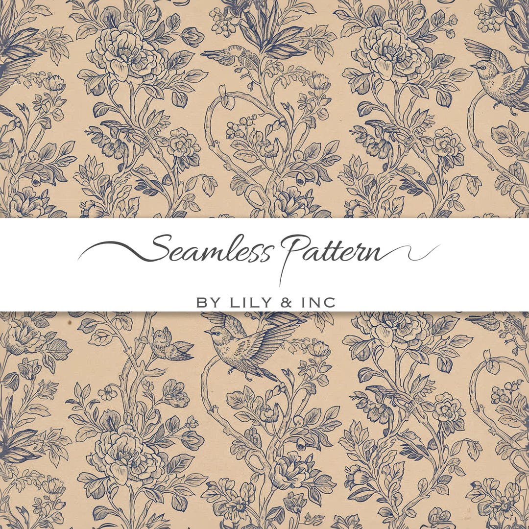 Blooms Toile De Jouy: Floral Digital Design – High-resolution Seamless ...